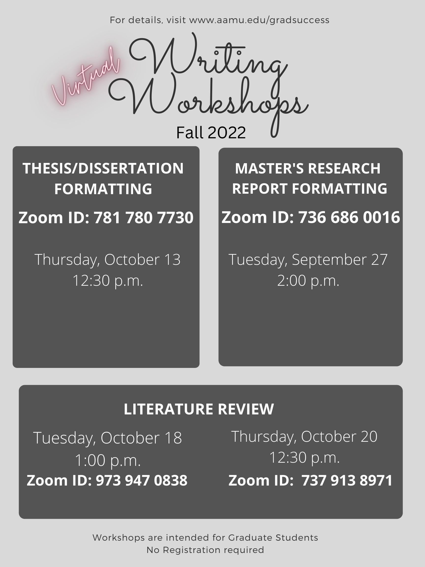 Fall 2022 Writing Workshops Alabama A M University